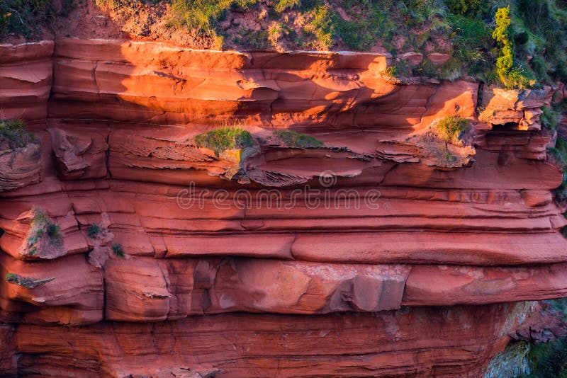 Red Layered Cliffs of Scotland`s South-East Coast Stock Photo - Image ...