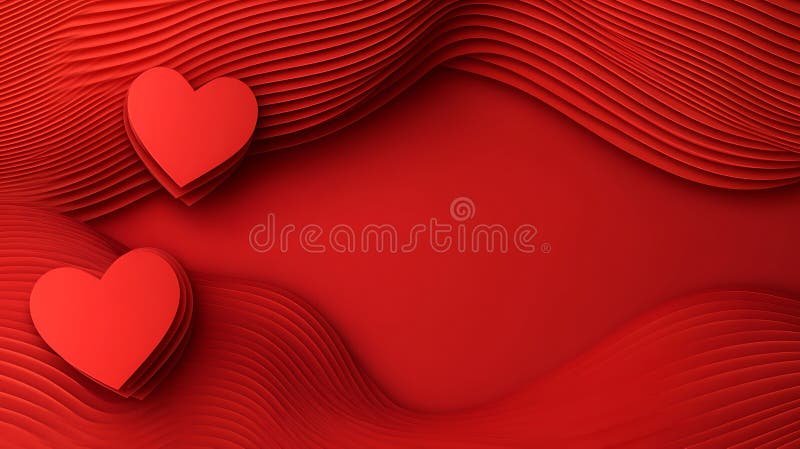 Red Layered Hearts on Wavy Background Design Stock Image - Image of ...
