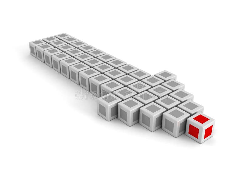 Red Leader Block of Big Arrow Moving Forward. Leadership Concept Stock ...