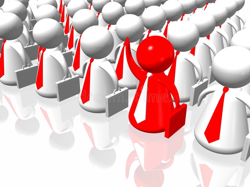 Red Leader and Business Team Stock Illustration - Illustration of crowd ...