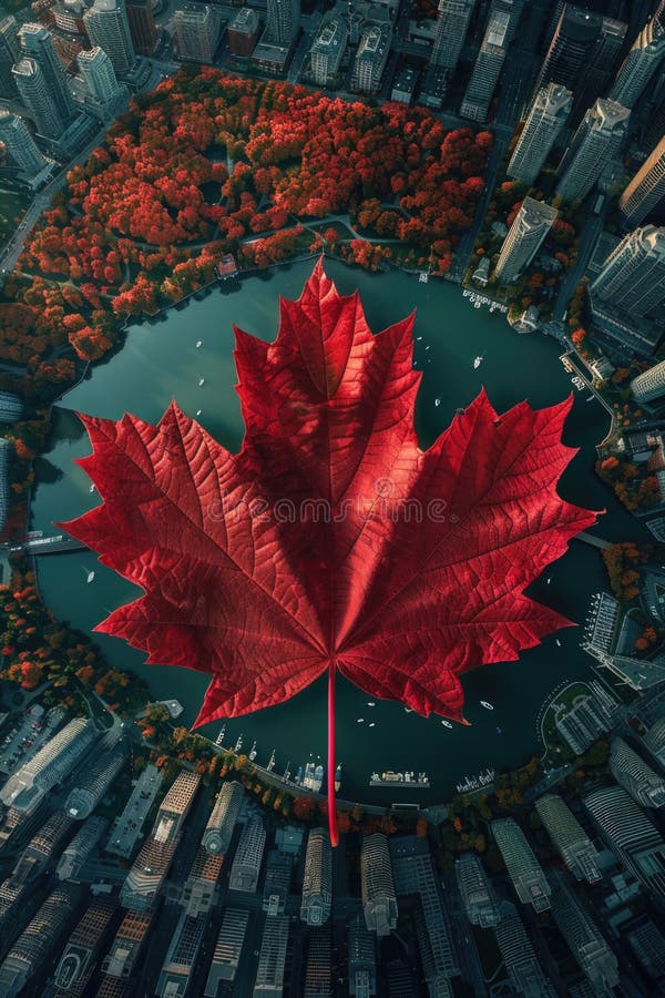 Red Leaf on Lake Surface stock image. Image of gardening - 372286063