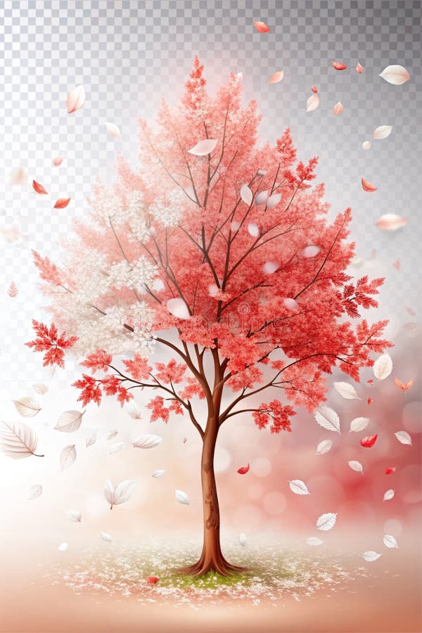 Red Leaf Vector Panoramic Transparent Background. Tree Wind Card ...