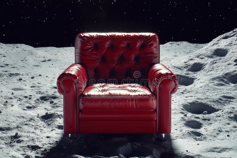 A Red Leather Armchair on the Moon with Bumpy Surface. Stock Image ...