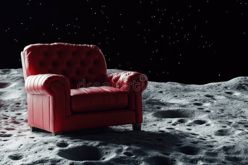 A Red Leather Armchair on the Moon with Bumpy Surface Stock ...