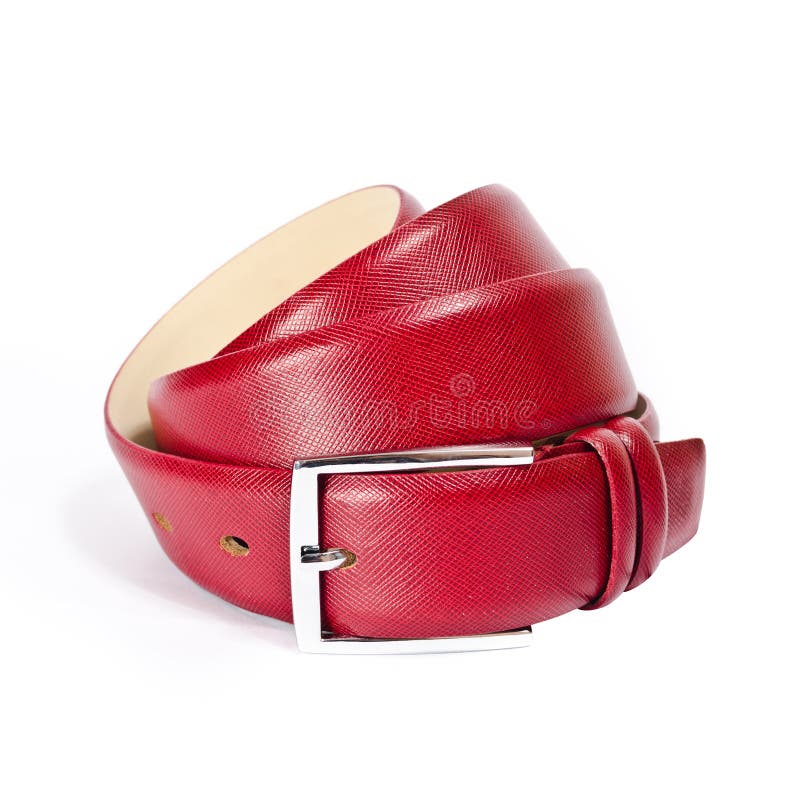 Red Leather Belt Isolated on a White Studio Background Stock Photo ...