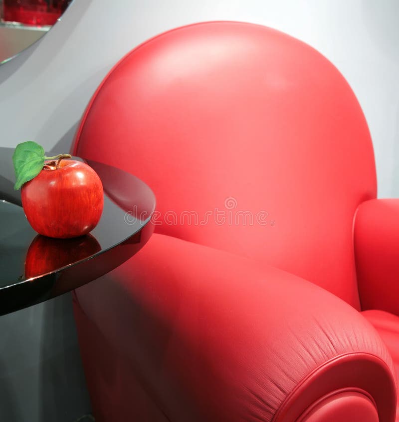 Red Leather Chair and Apple Stock Image - Image of high, easy: 7935779