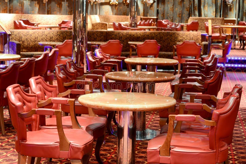 Red Leather Chairs and Tables Stock Photo - Image of office, hotel ...
