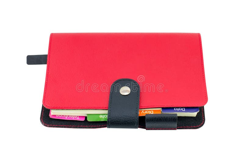 Red Leather Diary Book Isolate on White with Clipping Path Stock Photo ...