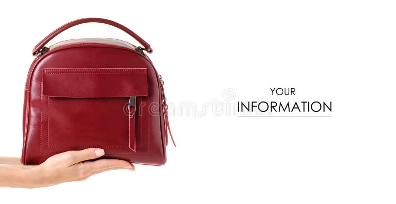 Red Leather Female Bag in Hand Pattern Stock Image - Image of carrying ...