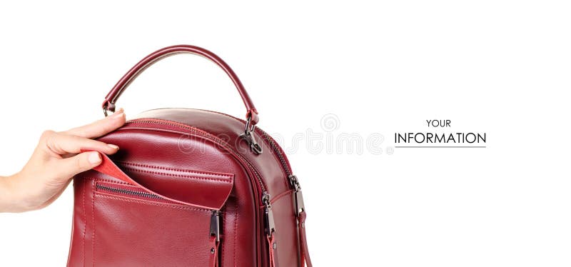 Red Leather Female Bag in Hand Pattern Stock Photo - Image of ...