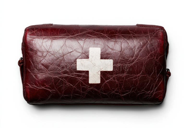 Red Leather First-aid Kit with White Cross Stock Illustration ...