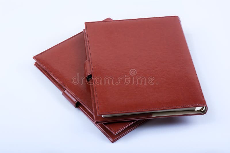 Red Leather Luxury Diaries On White Background Stock Photo - Image of ...