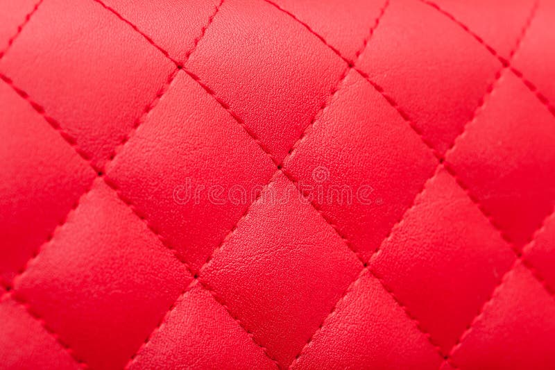 Red Leather Pattern Stitched Squares with Thread Seam. Stock Photo ...
