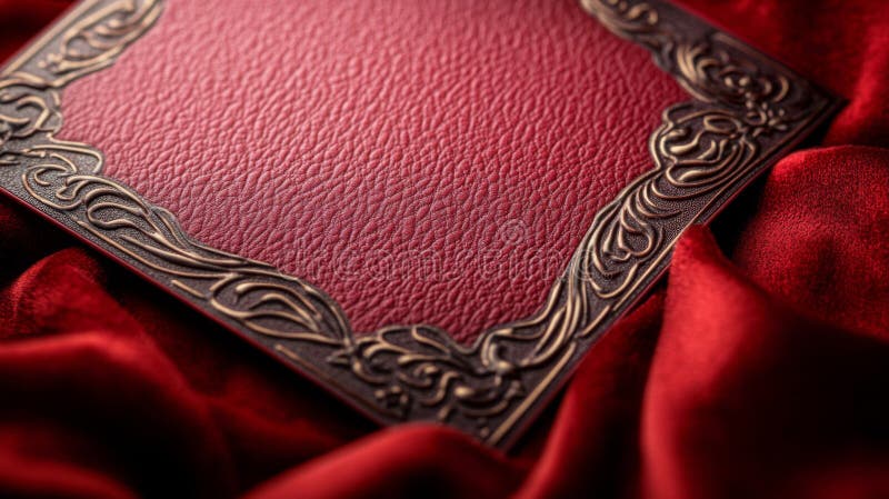 Red Leather Plaque with Ornate Bronze Frame Stock Illustration ...