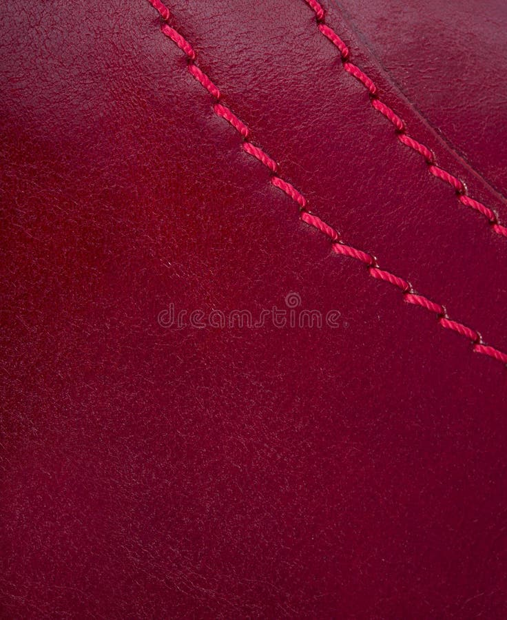 Red Leather . Red Leather Seam Stock Image - Image of macro, material ...