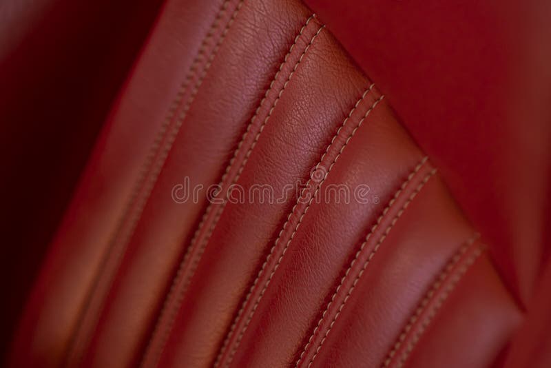 Red Leather Seat Stitching Detail Stock Image - Image of excellent ...
