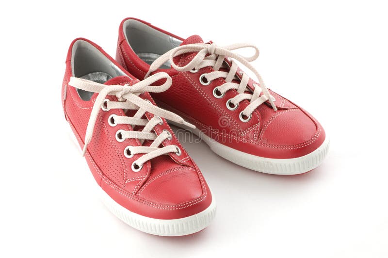 Red leather sneakers stock photo. Image of color, human - 14121922