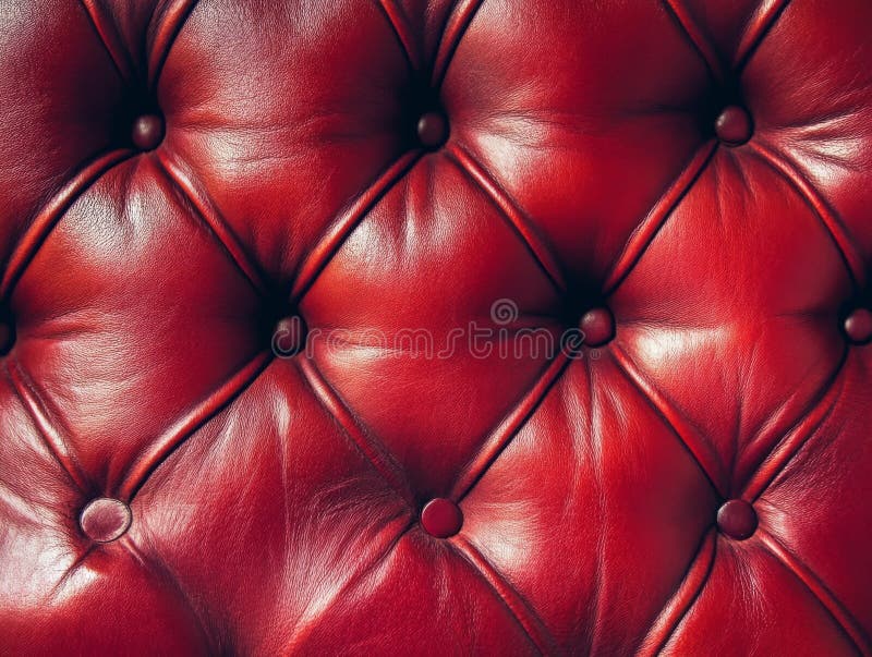 Red Leather Upholstery Diamond Tufting Texture, Close-up, Background ...