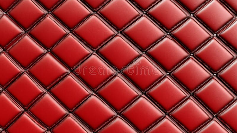 Red Leather Upholstery Forming a Diamond Pattern Background Stock ...