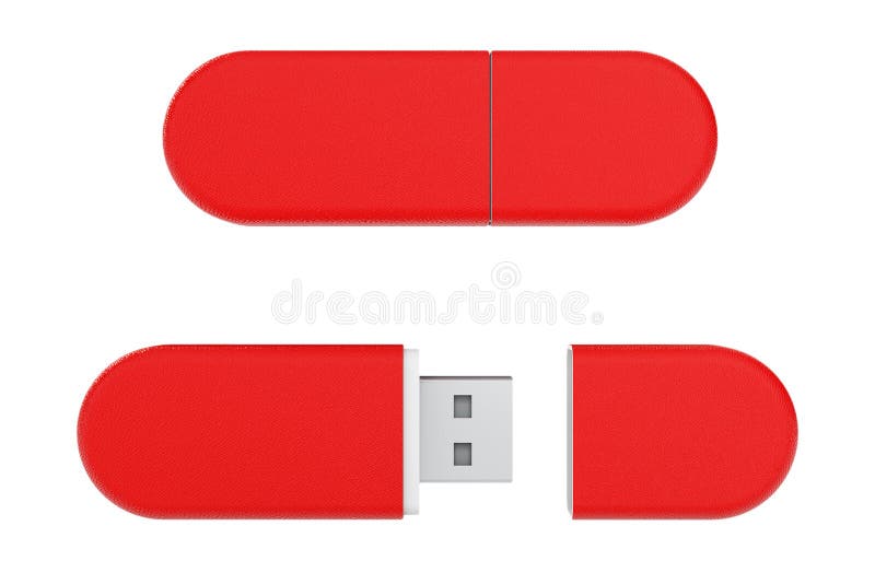 Red Leather USB Flash Memory Drives. 3d Rendering Stock Illustration ...
