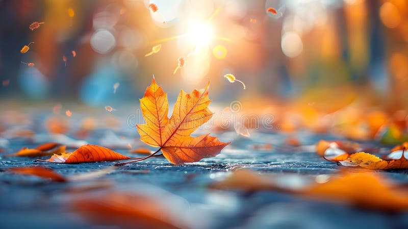 Red Leaves Fall To the Ground. Calm Autumn Nature Stock Photo - Image ...