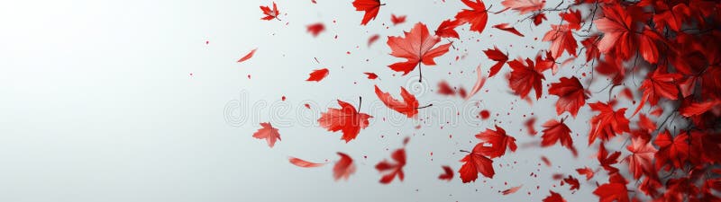 RED LEAVES FALLING AGAINST WHITE BACKGROUND Stock Image - Image of ...