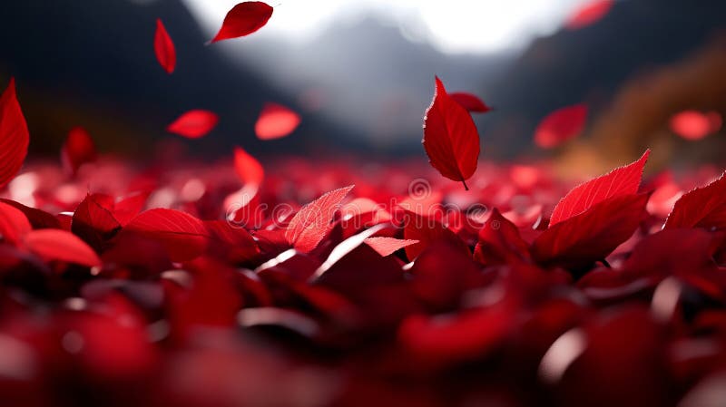 Red Leaves Falling Down on the Ground Stock Photo - Image of creating ...