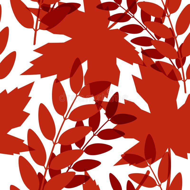 Red Leaves in Flat Style, Seamless Pattern Stock Vector - Illustration ...