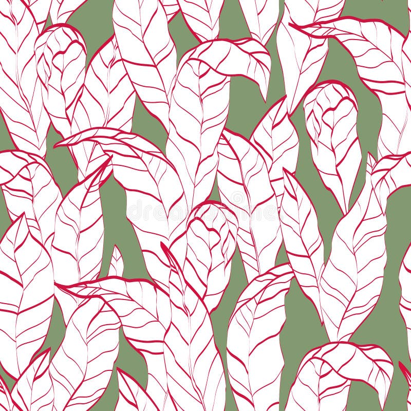 Red Leaves. Floral Seamless Vector Pattern Stock Vector - Illustration ...