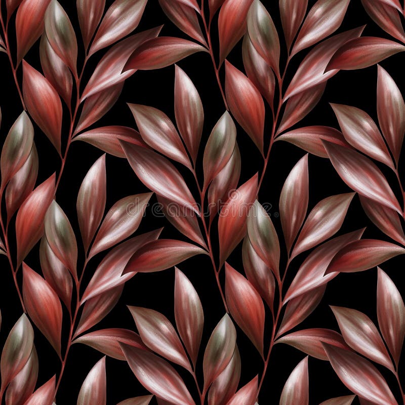 Red Leaves Seamless Pattern. Floral Background Stock Illustration ...
