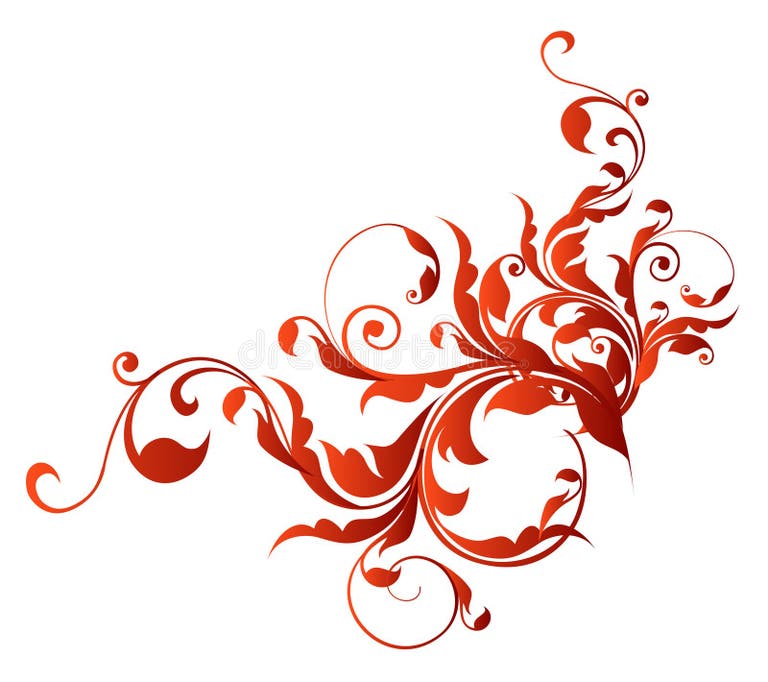 Red Leaves and Vines Pattern Stock Illustration - Illustration of ...