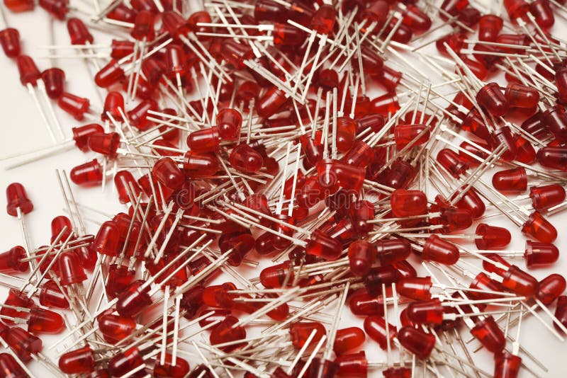 Red LED Bulbs on a White Background. the Radio Element is an LED Lamp ...