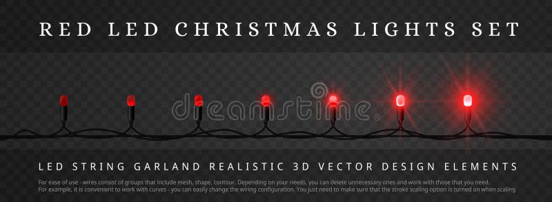 Red LED Christmas Lights with Different Phase of Light. Decoration ...