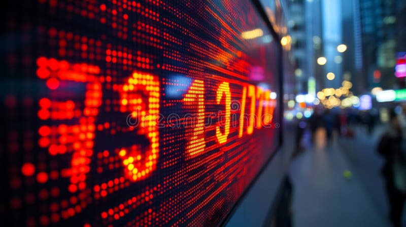 Red LED Display Showing Numbers in an Urban Environment Stock ...