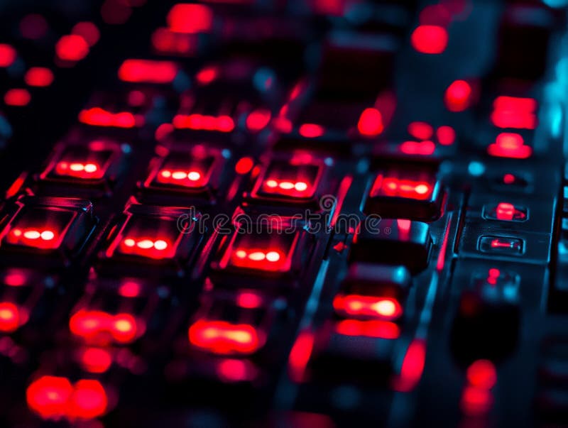 Red LED Keyboard Keys Circuit Design Elements Representing Digital ...