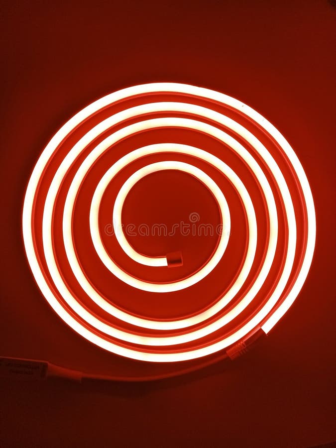 Red LED Light Coil in the Dark Stock Image - Image of style, rope ...