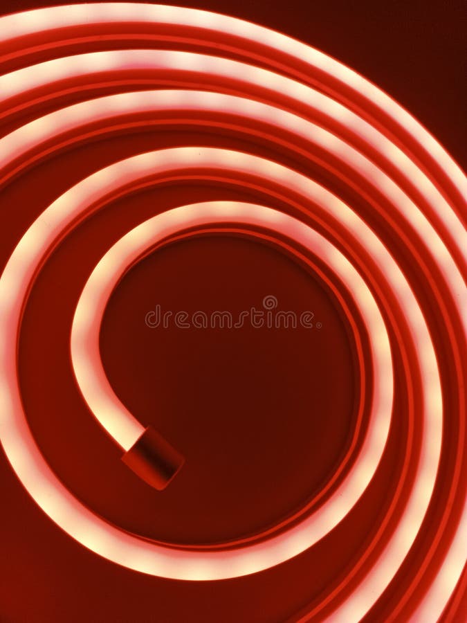Red LED Light Coil in the Dark Stock Photo - Image of bright, line ...