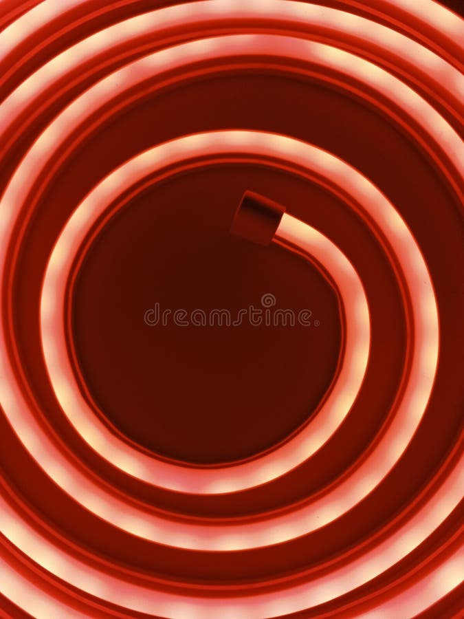 Red LED Light Coil in the Dark Stock Photo - Image of unique, night ...