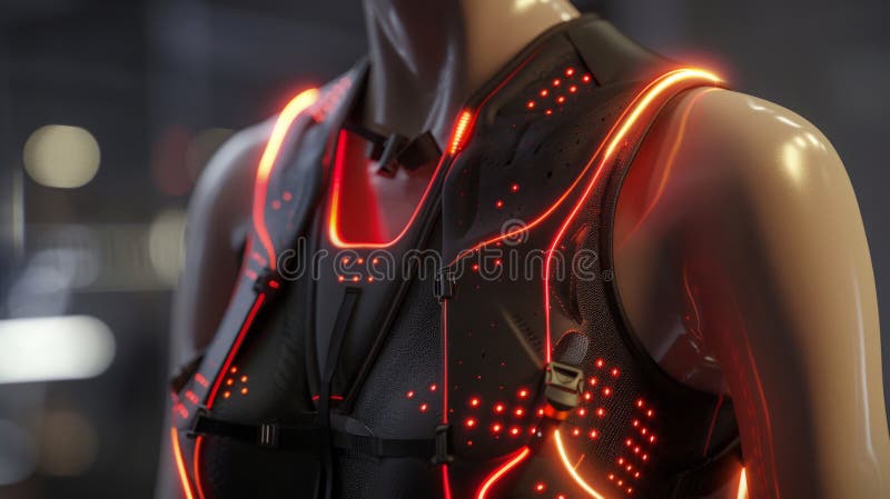Red LED Light Up Running Vest Close Up Stock Image - Image of gadget ...