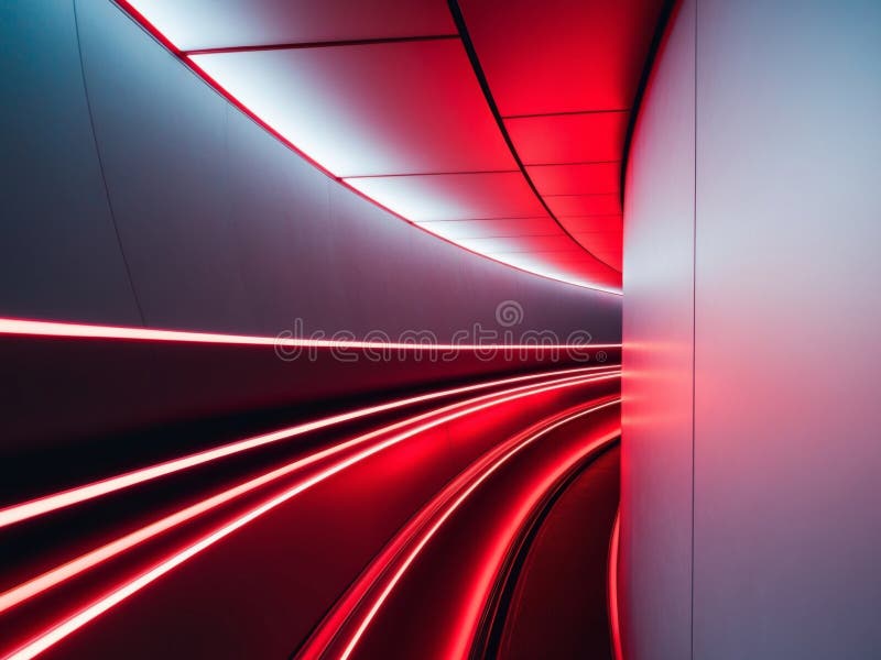 Red LED Lights Abstract Futuristic Tunnel Vertical Format. Stock Image ...