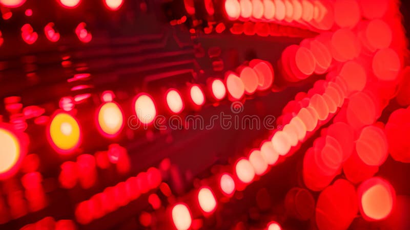 Red LED Lights Illuminate a Circuit Board, Signifying Power and ...
