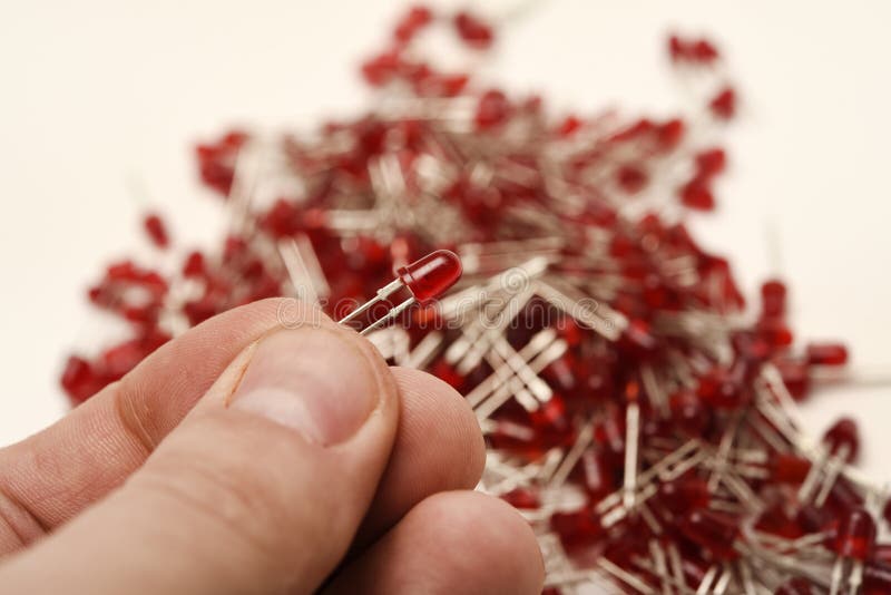 Red LED Lights in Your Hand. Electronic LED Element Stock Photo - Image ...