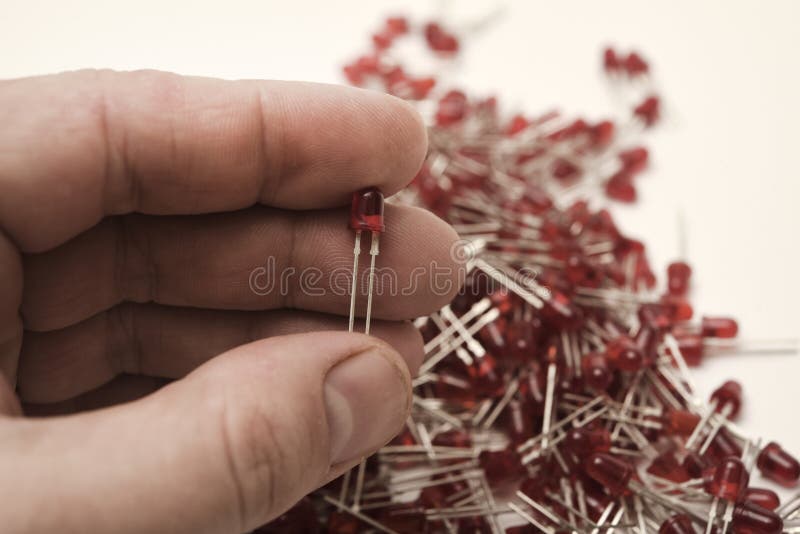 Red LED Lights in Your Hand. Electronic LED Element Stock Photo - Image ...