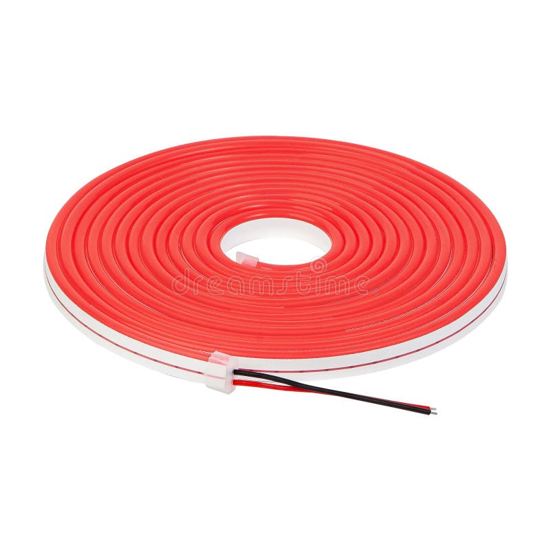 Red LED Neon Light Strip Isolated on White Background Stock Image ...