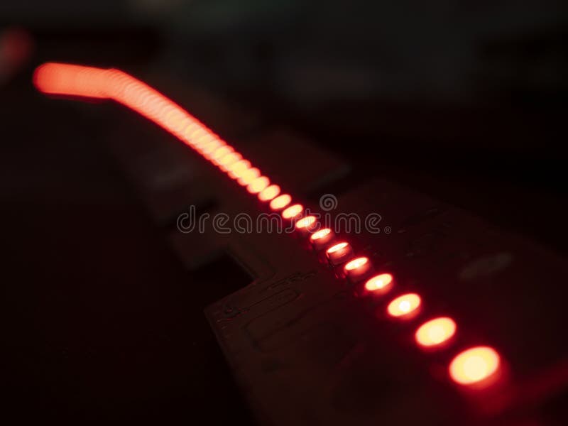 Red Led Strip on a Black Background. Selective Focus Stock Image ...