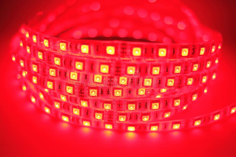 Red LED strip light stock image. Image of background - 91414575