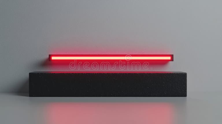 Red LED Strip Lights on a Black Rectangular Base. Stock Image - Image ...