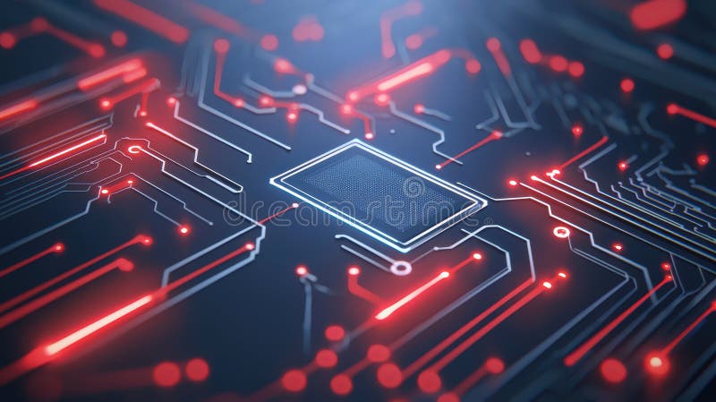 Red Leds Illuminate a Complex Circuit Board, Glimpse into Modern ...