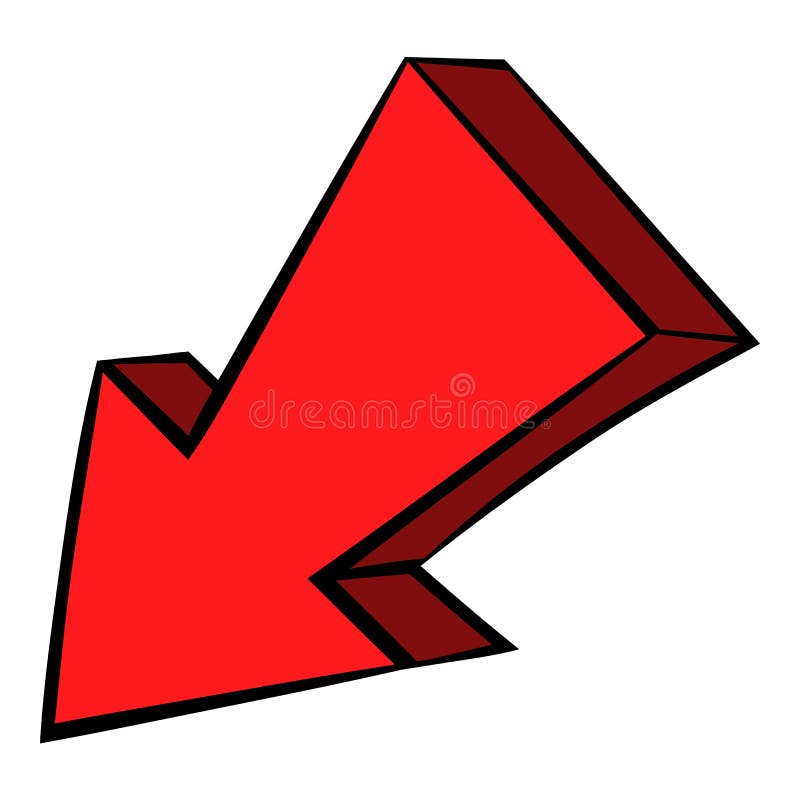 Red Left Down Arrow Icon, Icon Cartoon Stock Vector - Illustration of ...