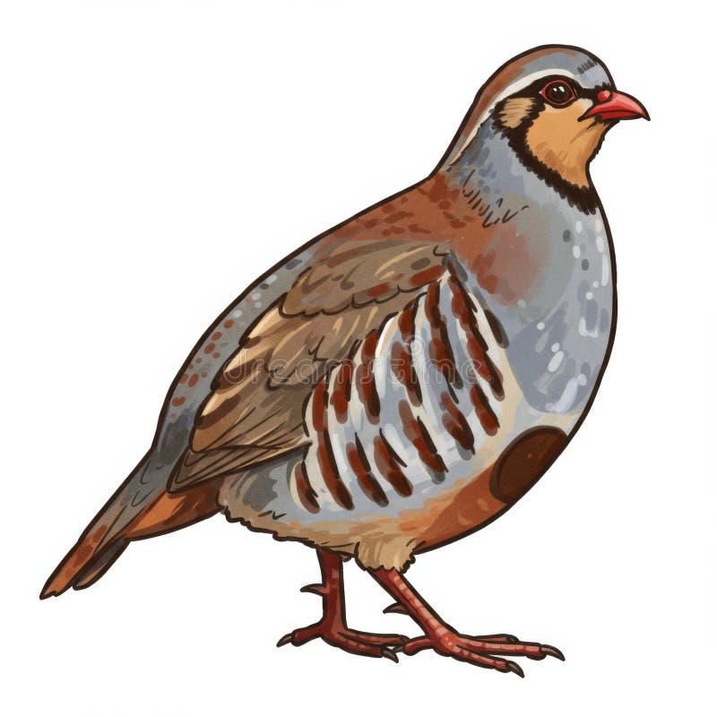 Red Legged Partridge Illustration on White Background Stock ...